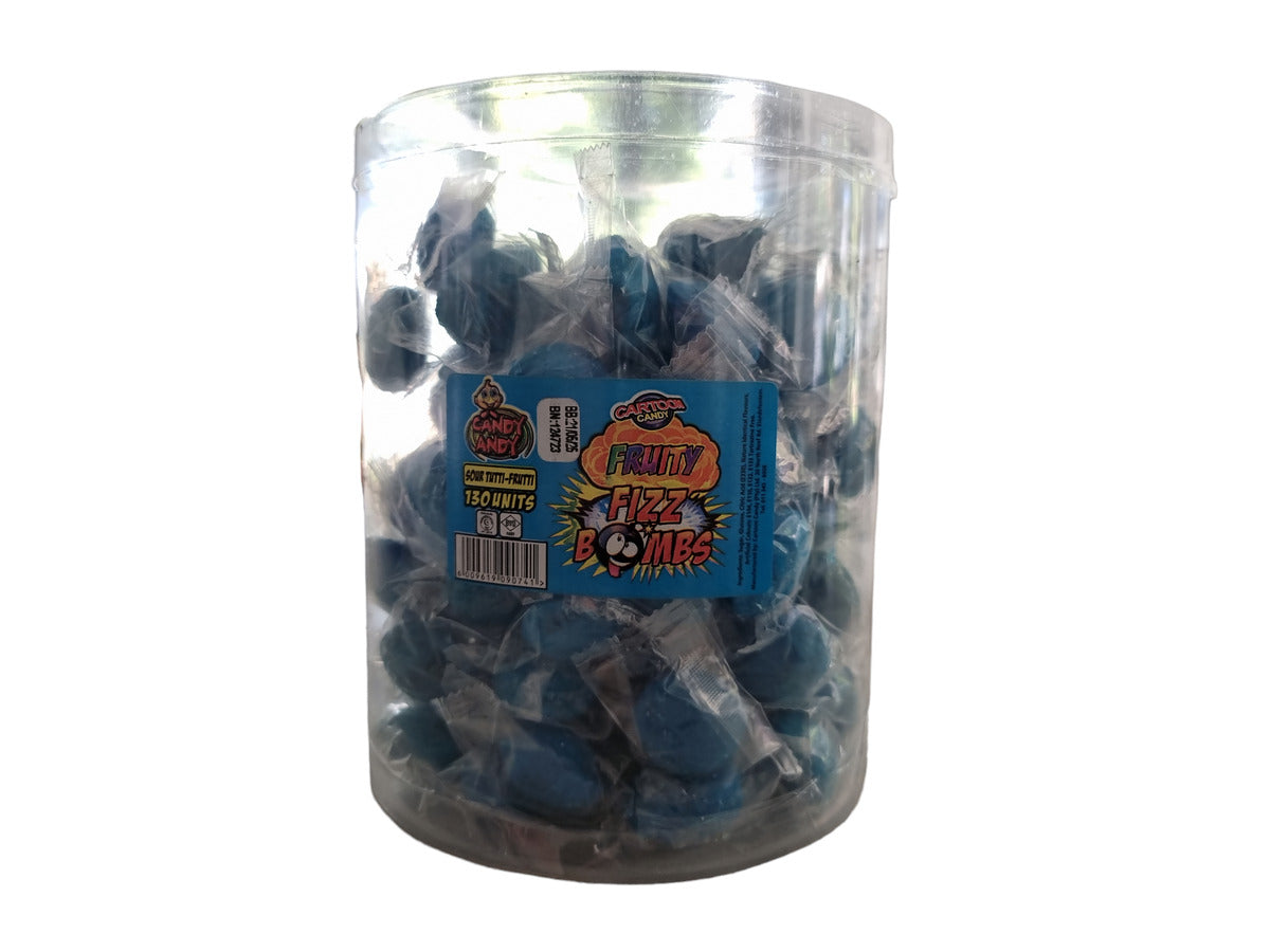 Cartoon Candy Fruity Fizz Bombs Sweet Tub of 130 Units Tutti Fruity ...